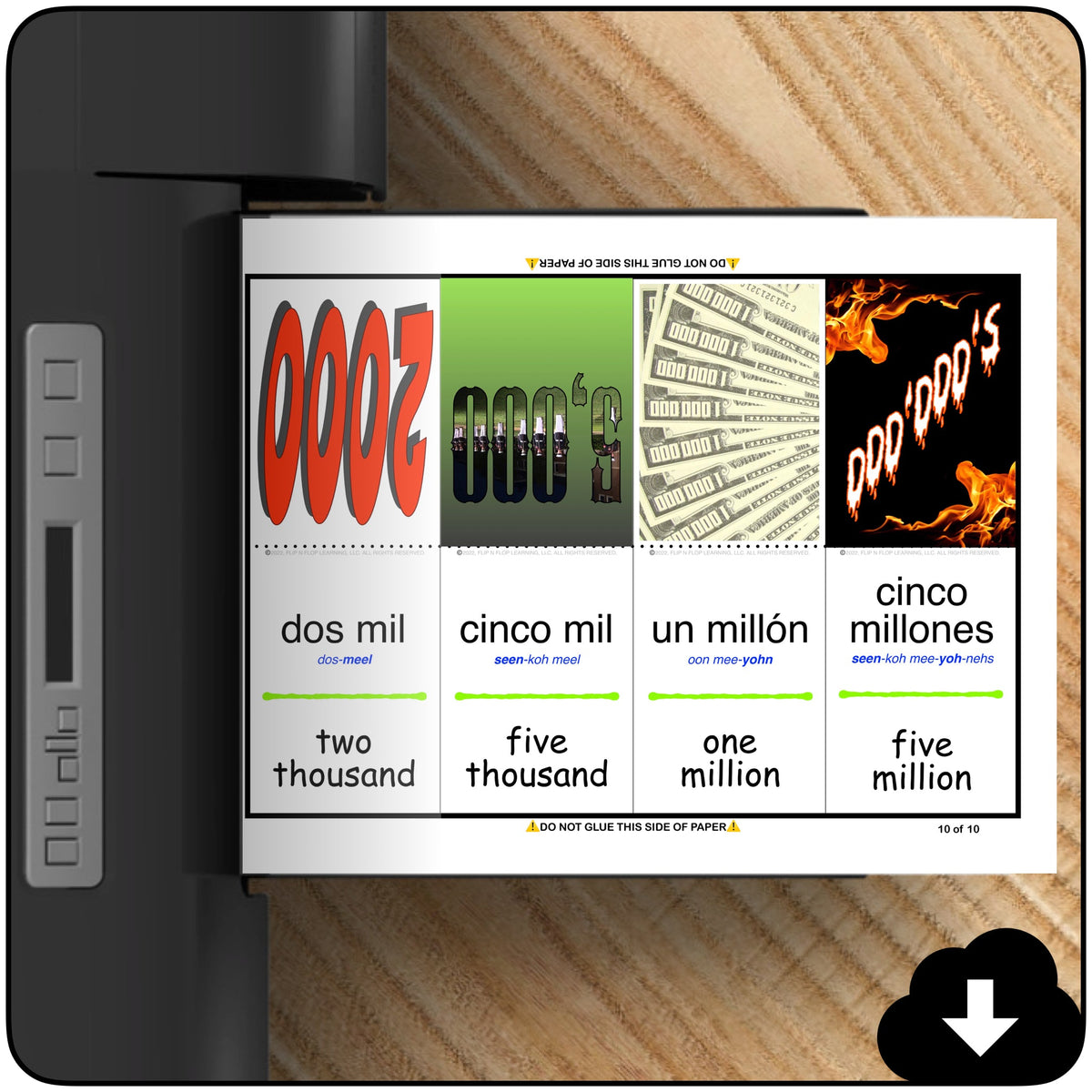 BUNDLED Flip Flop Spanish Flash Cards: Counting & Time Telling (Printa ...