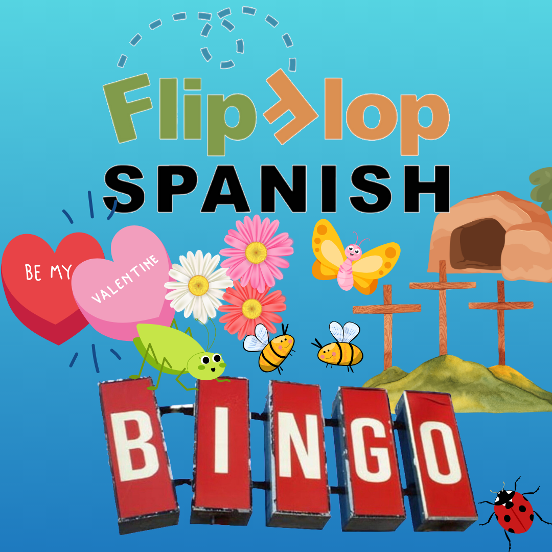 Flip Flop Spanish Bingo Bundle: Spring Time, Valentines, Easter + Card ...