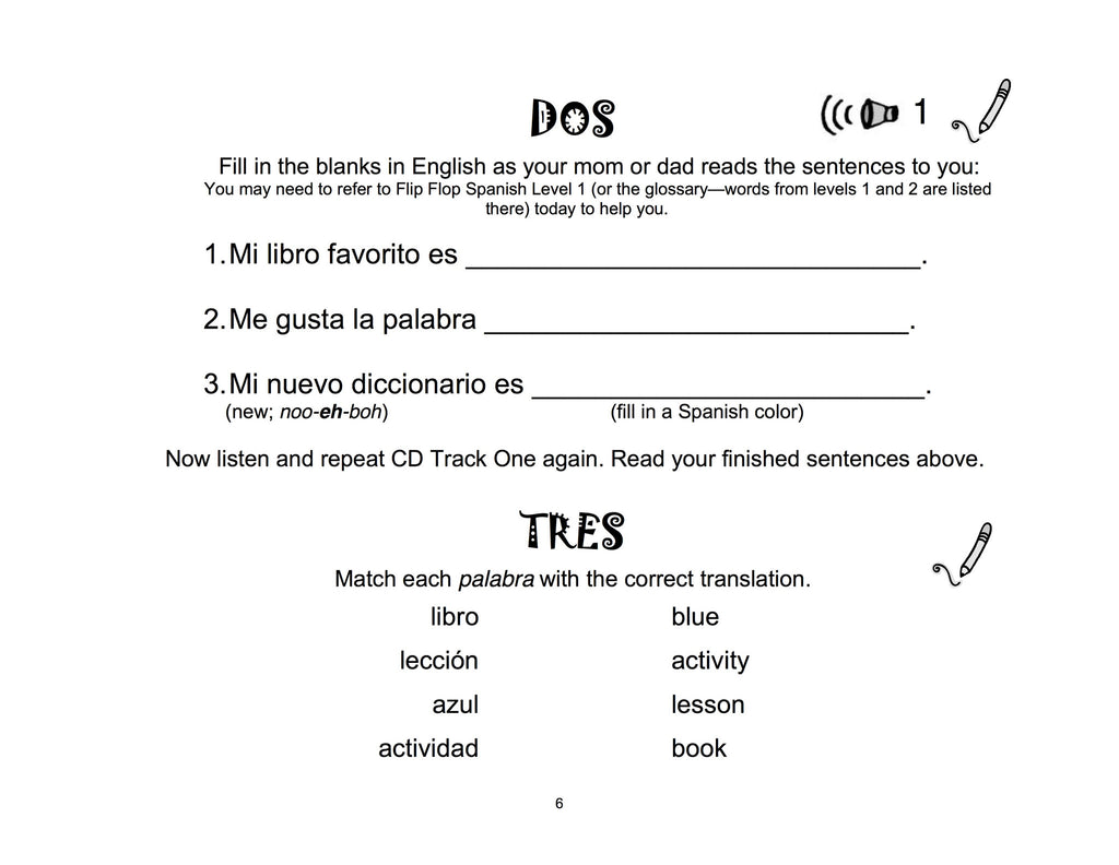 Flip Flop Spanish Workbook: Ages 3-5: Level 2 – Flip Flop Spanish ...