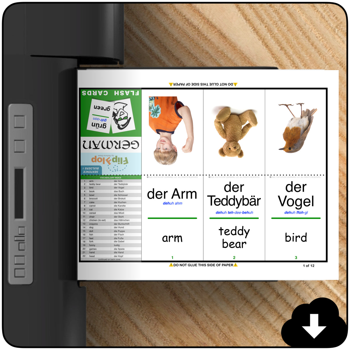 Flip Flop German Flash Cards: Grün (Printable) – Flip Flop Spanish ...
