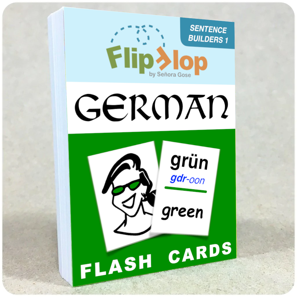 Flip Flop German Flash Cards: Grün – Flip Flop Spanish & Spanish Geniuses